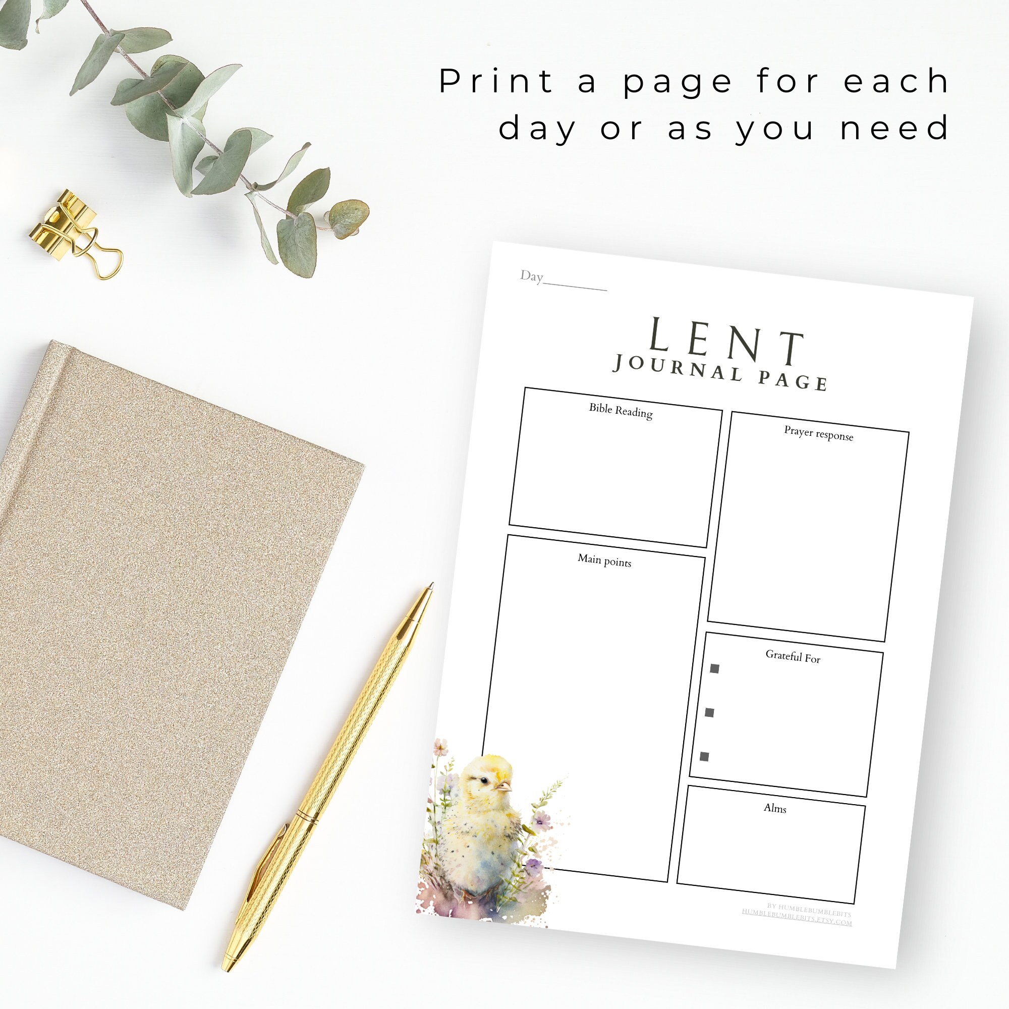 Lent Prayer Journal & Calendar Devotional Printable Lent Tracker 40 Day ...