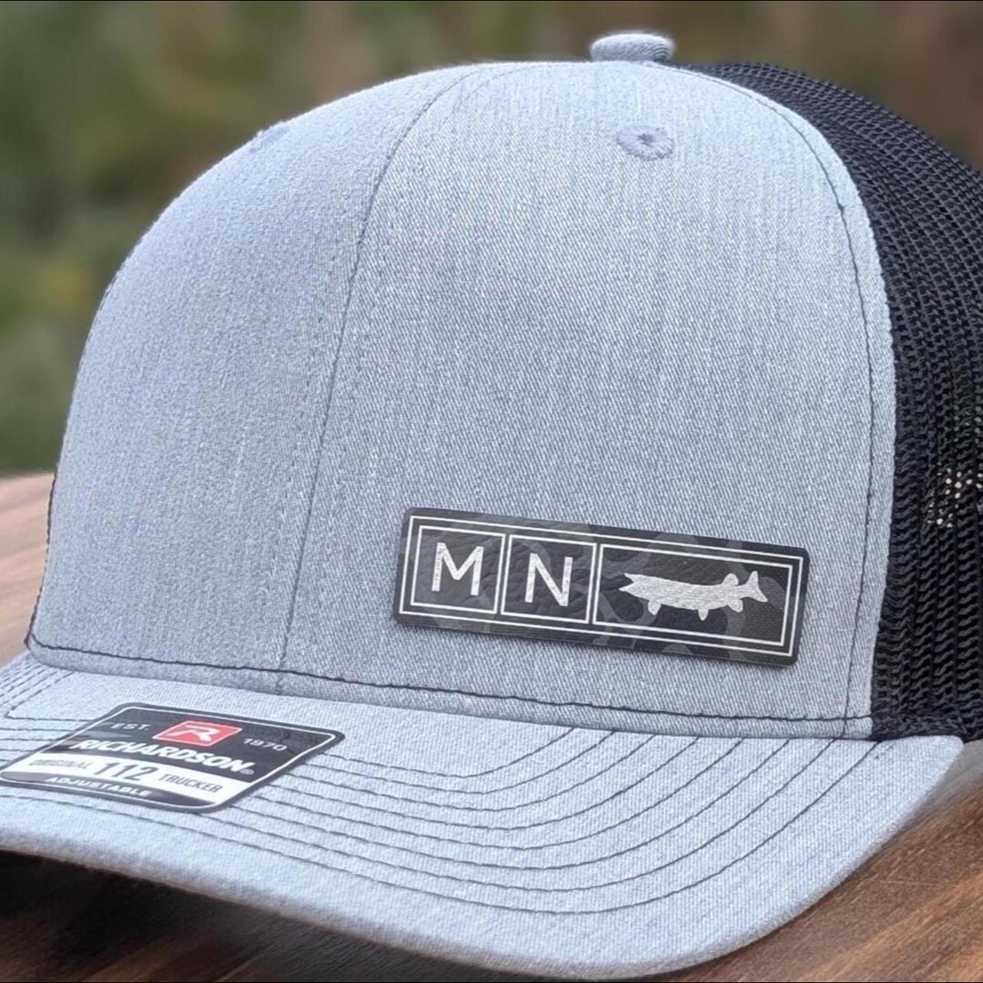 Custom State Musky Leather Patch Richardson 112 Trucker Hat - Etsy