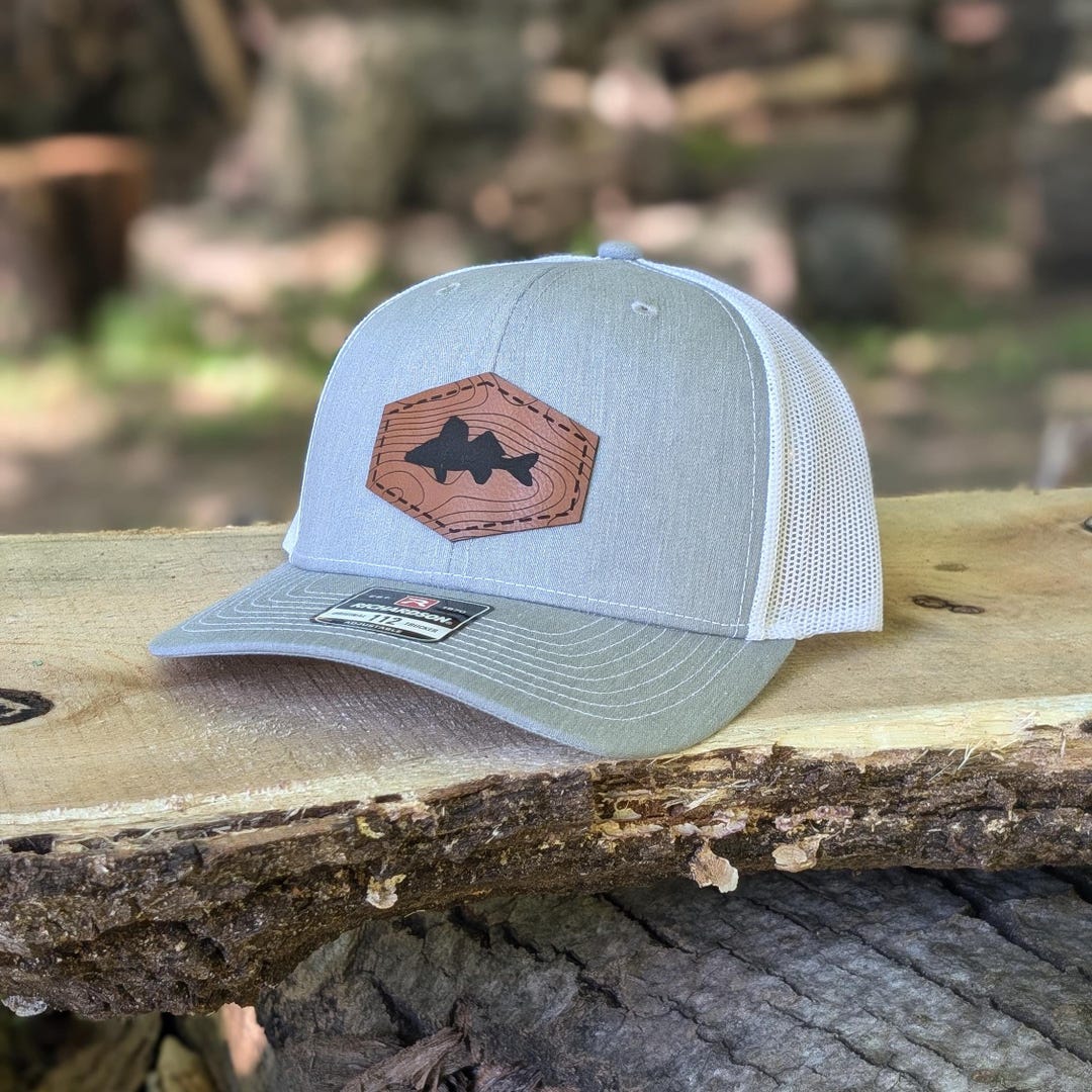 Walleye Fishing Hat: Laser Engraved Leather Patch Trucker Hat - Etsy