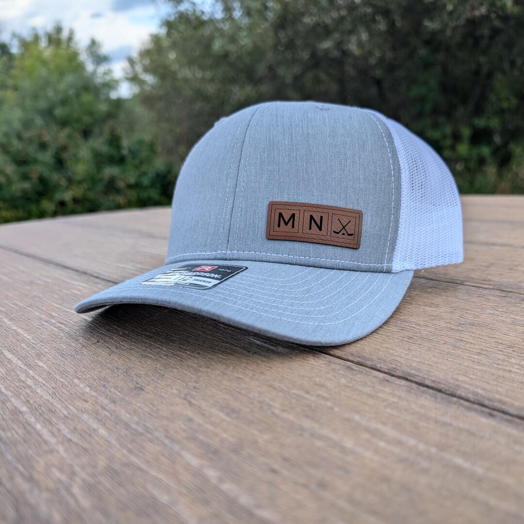 Minnesota Hockey Leather Patch Hat | Trucker Hats | Gift | MN Hat ...