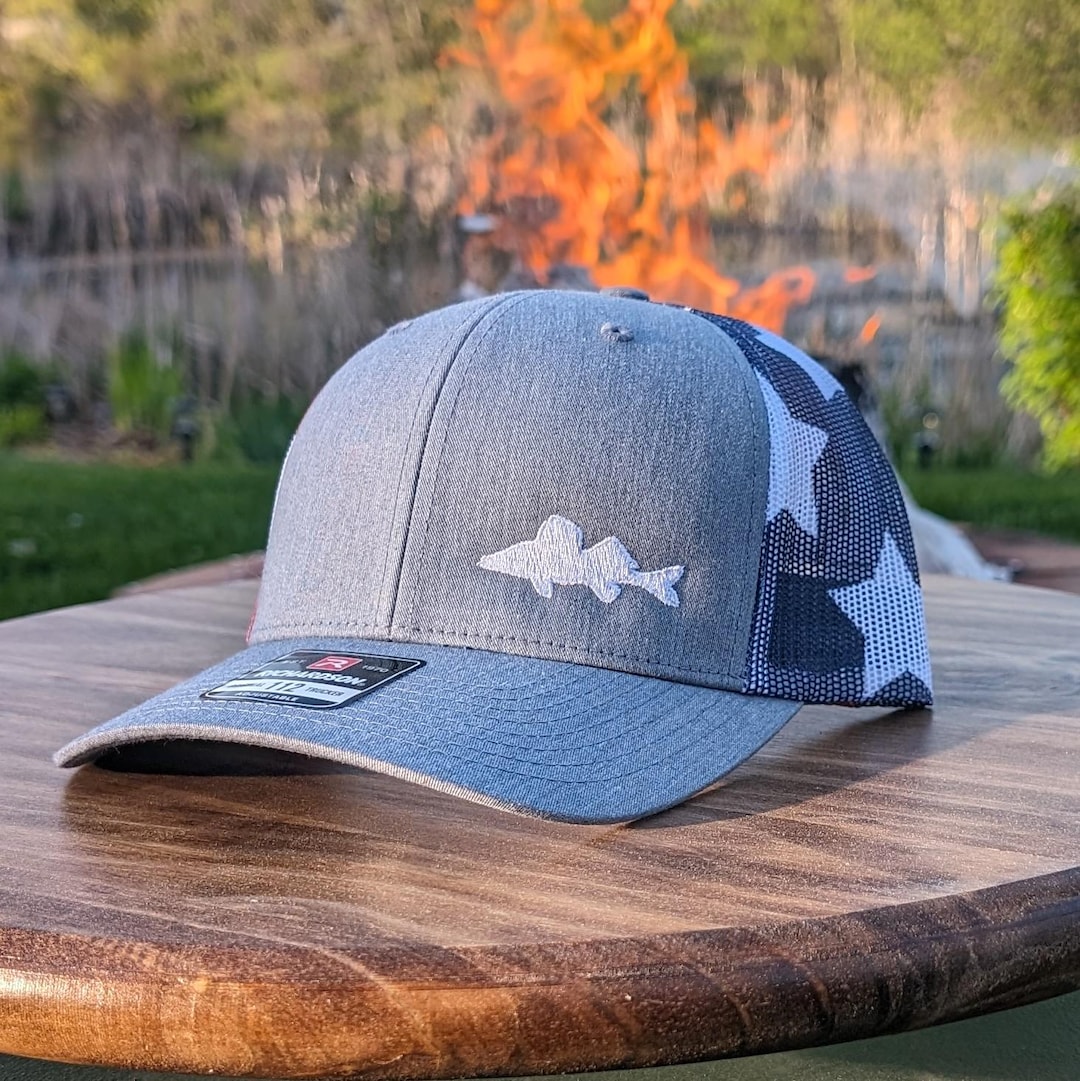 Walleye Embroidered Hat | Trucker Hats | Dad Gift | Walleye Fishing Hat ...