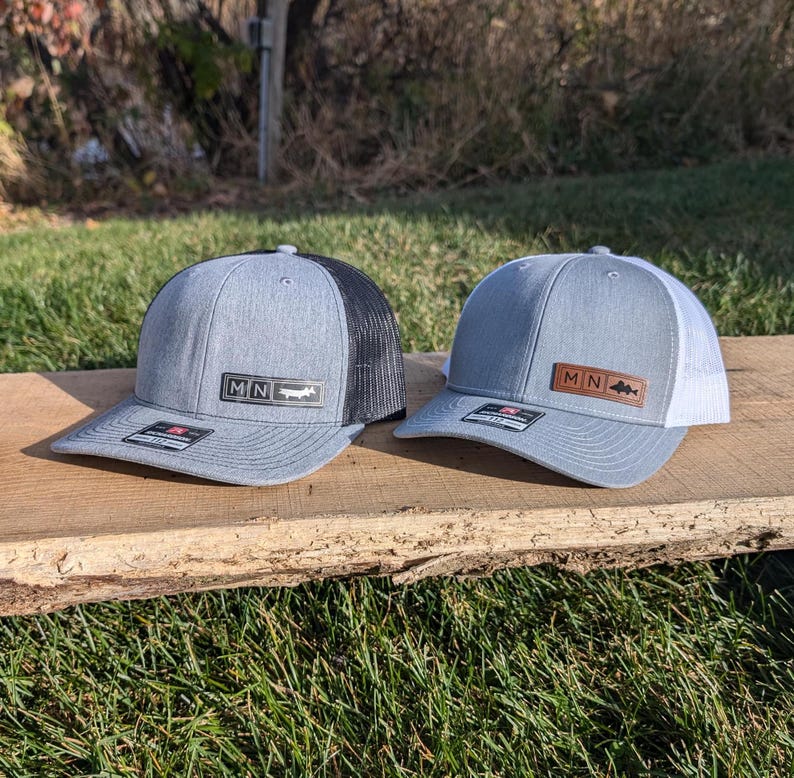 Custom State Walleye Leather Patch Trucker Hat - Richardson 112 - Etsy