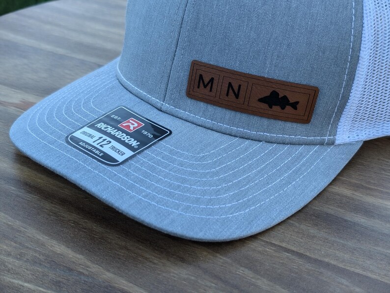 Custom State Walleye Leather Patch Trucker Hat - Richardson 112 - Etsy