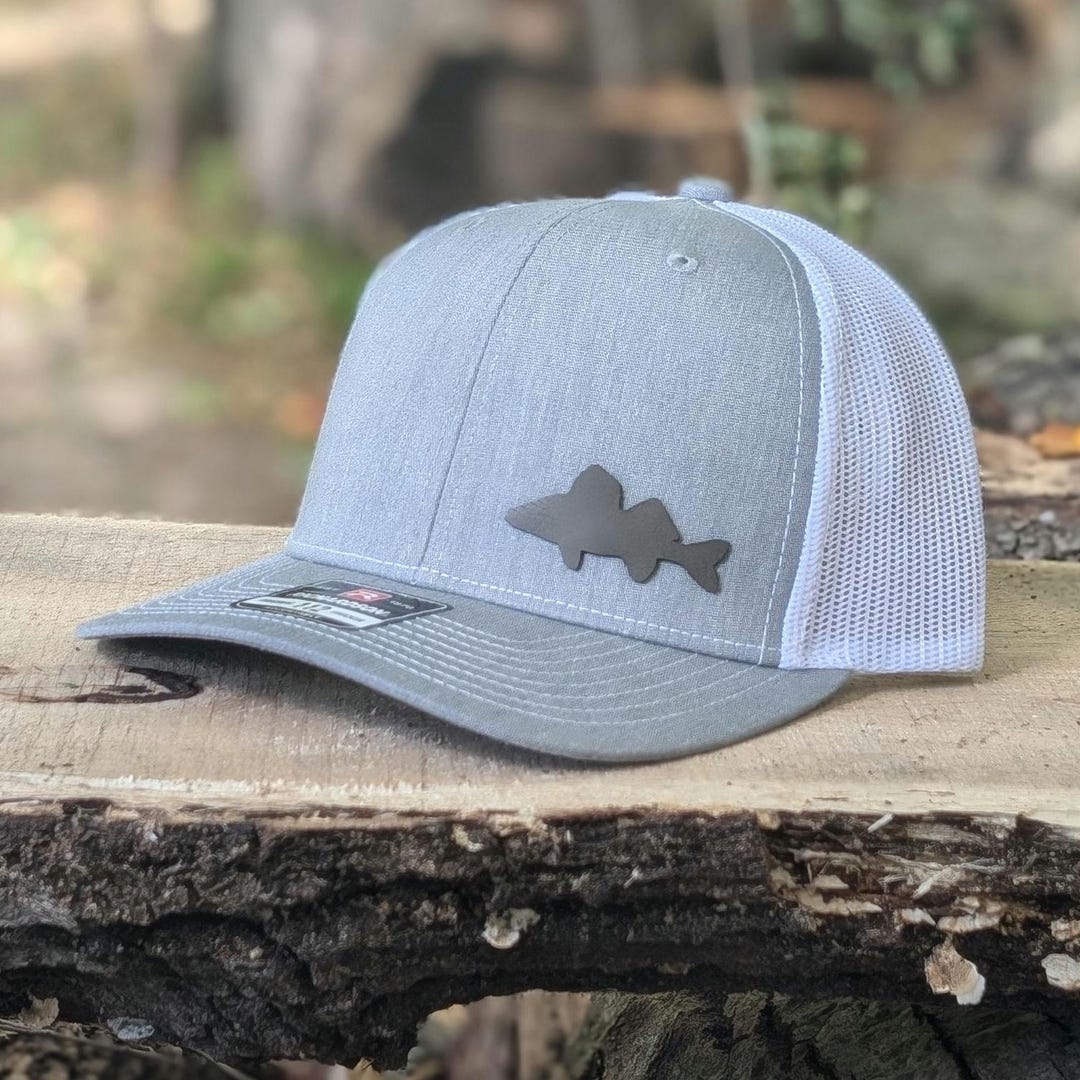 Walleye Leather Patch Hat Trucker Hats Dad Gift Walleye Fishing Hat ...