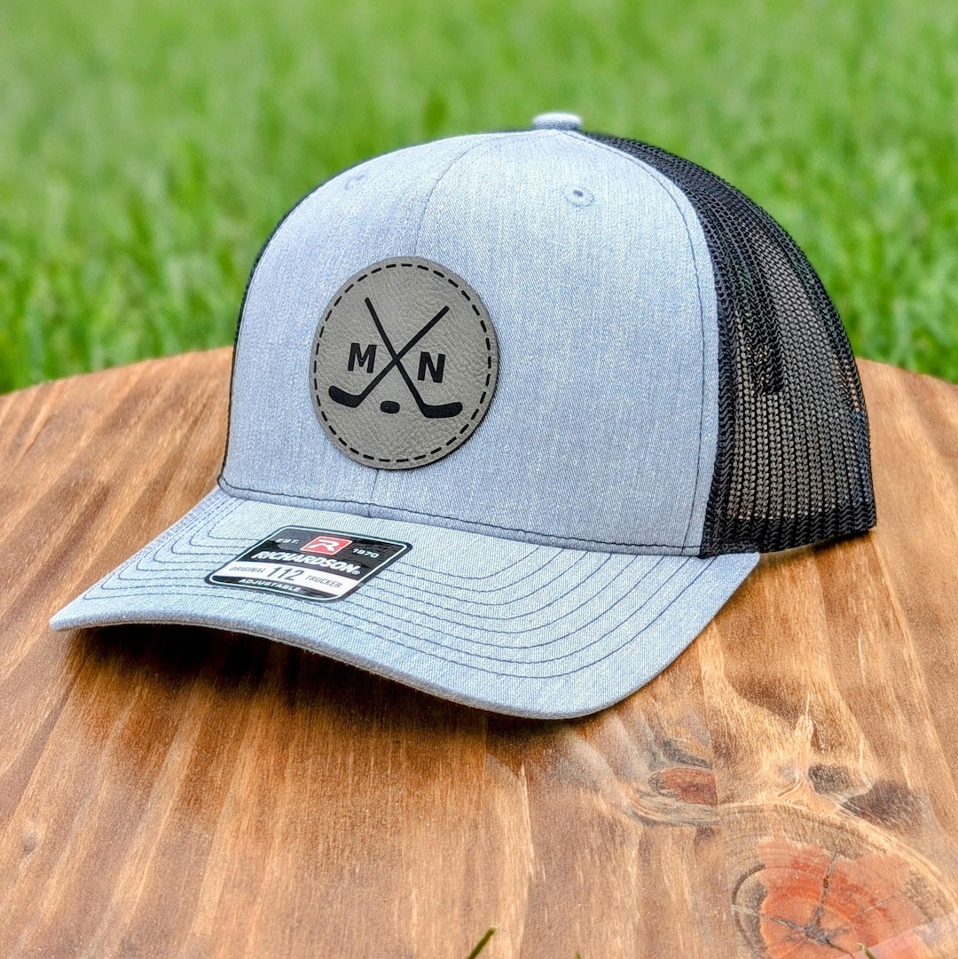 Minnesota Hockey Leather Patch Hat | Trucker Hats | Gift | MN Hat ...