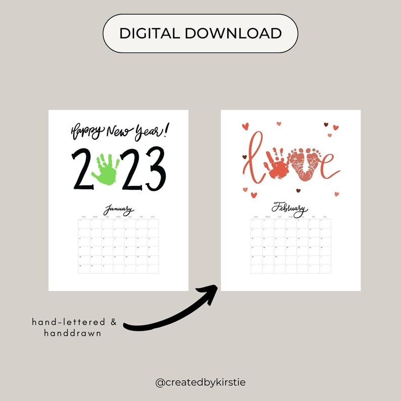 2023 Handprint Footprint Calendar, Memory Calendar, Keepsake Craft DIY ...
