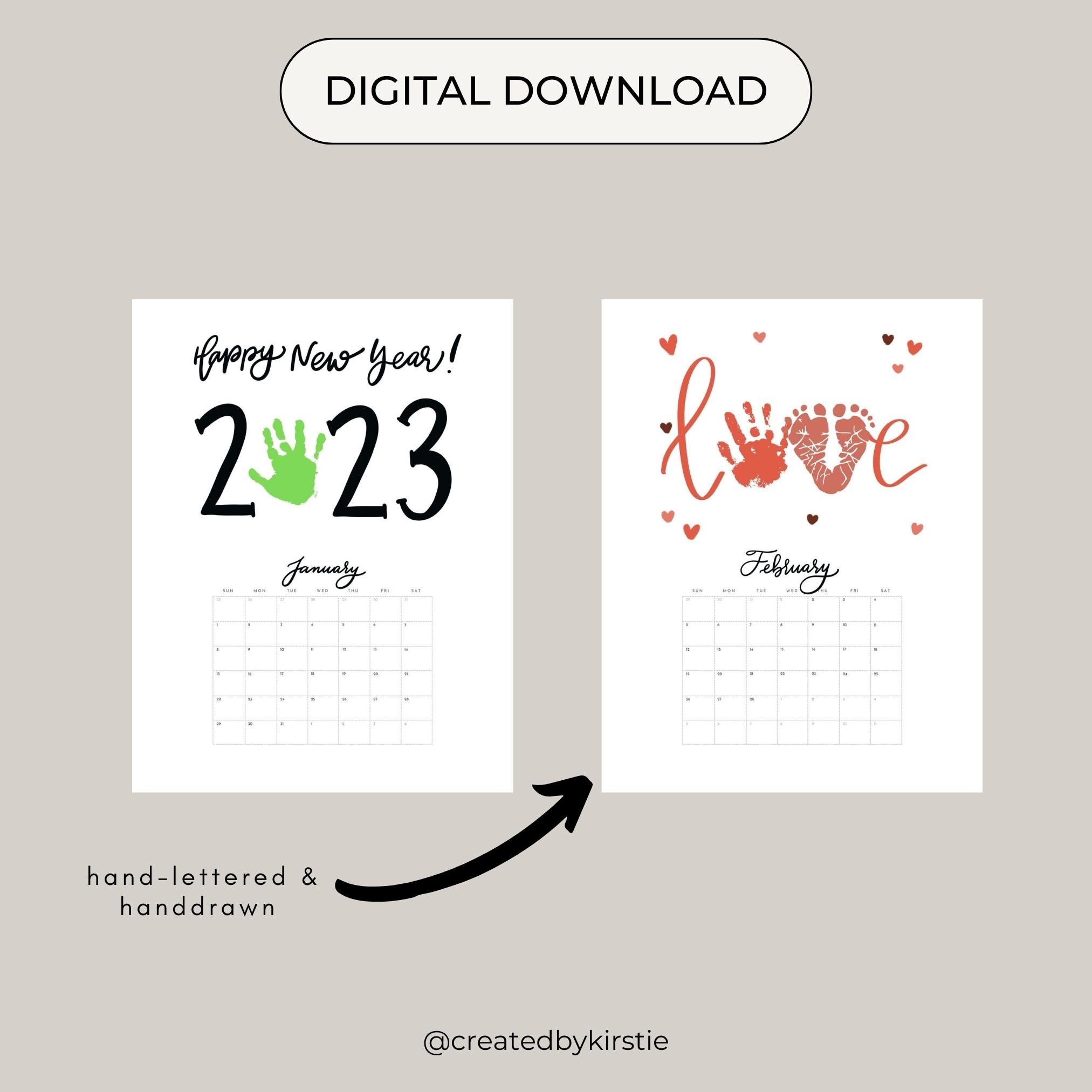 2023 Handprint Footprint Calendar, Memory Calendar, Keepsake Craft DIY ...