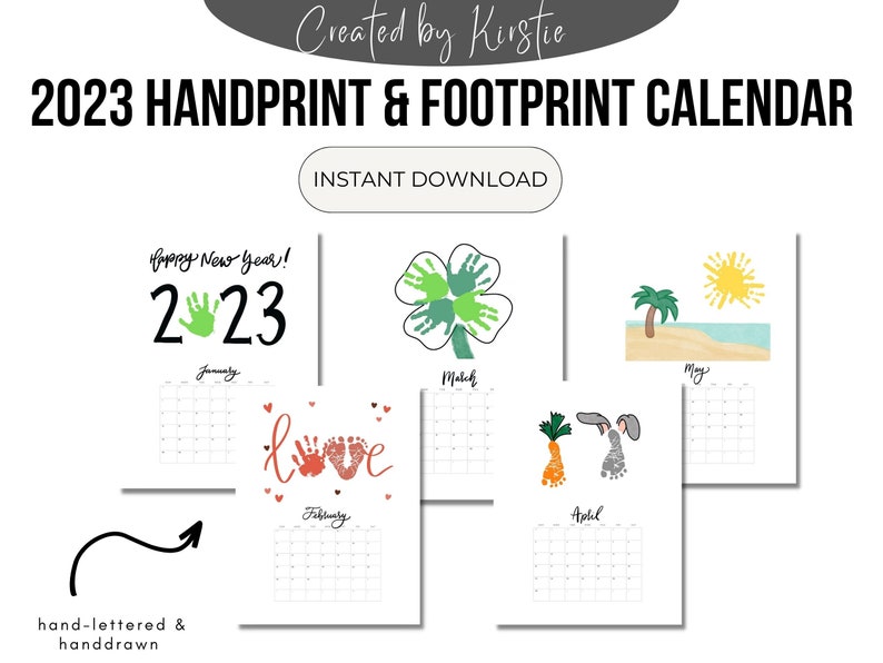 2023 Handprint Footprint Calendar, Memory Calendar, Keepsake Craft DIY ...