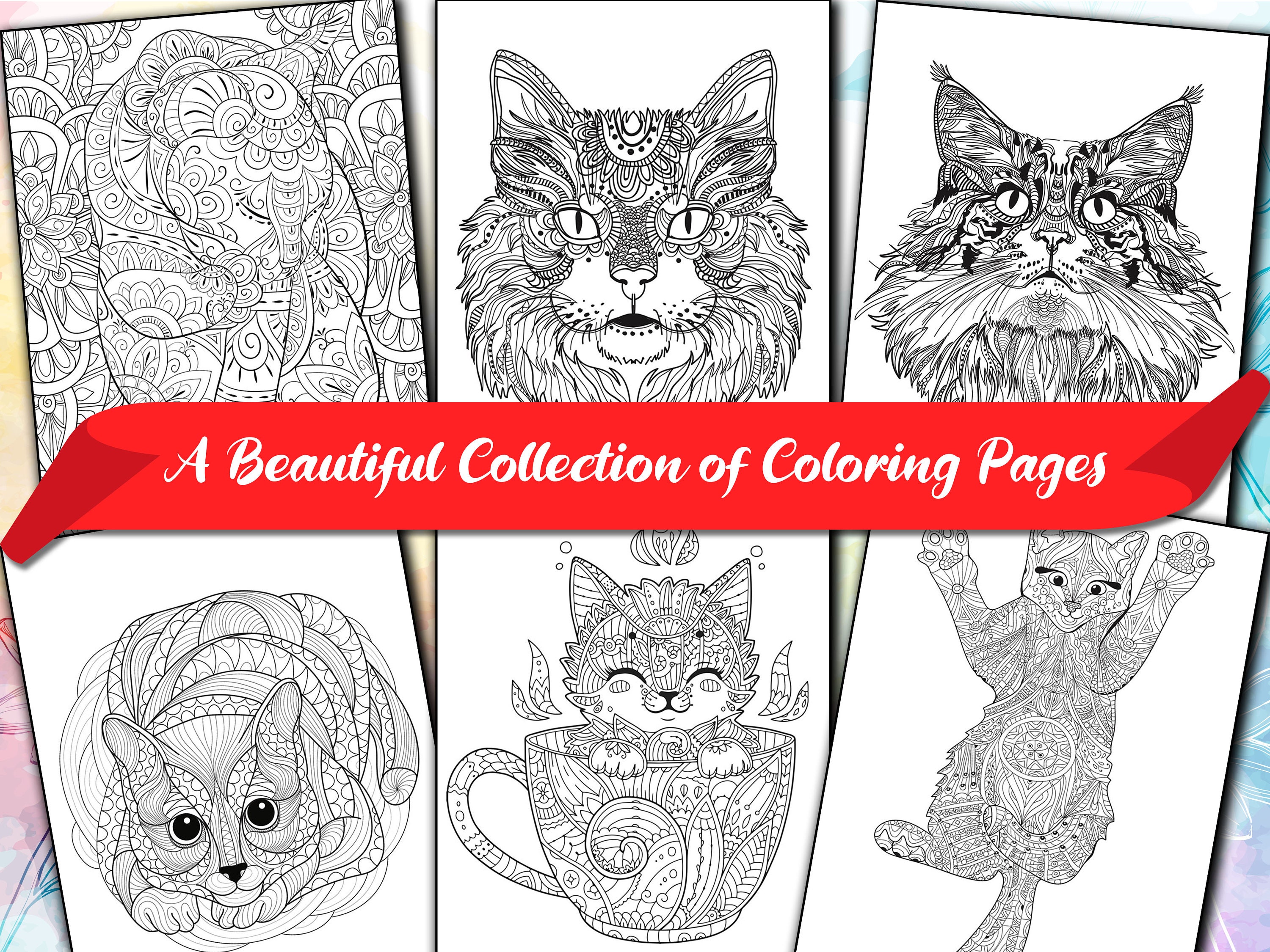 Cats With Mandalas: an Adult Coloring Book With 50 Coloring Pages of ...