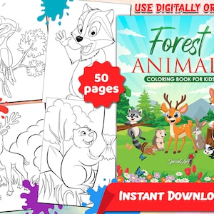Forest Animals: A Coloring Book With 50 Beautiful and Cute Coloring ...