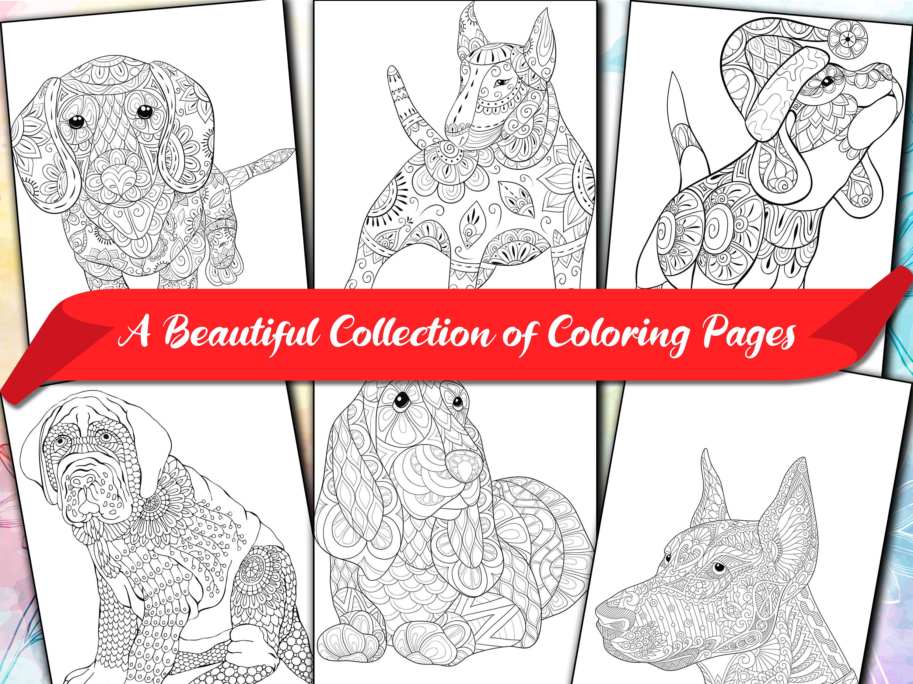 Dogs With Mandalas: an Adult Coloring Book With 50 Coloring Pages of ...
