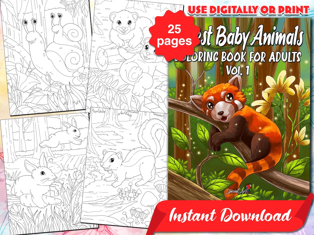 Forest Animals Coloring Book: 25 Printable Pages for Kids & Adults (PDF ...