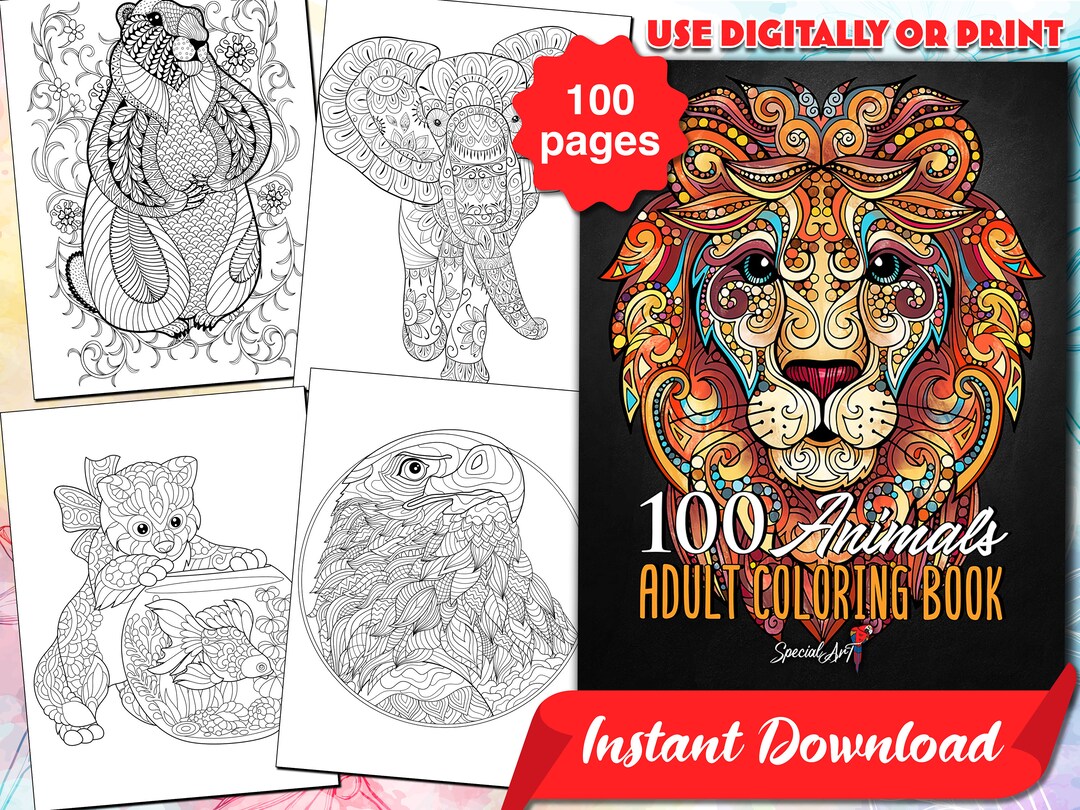 100 Animals: an Adult Coloring Book With 100 Beautiful Animal Mandalas ...