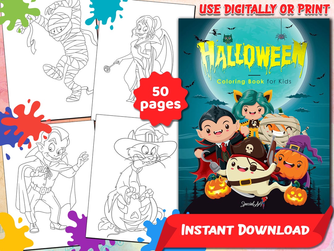 Halloween: A Coloring Book With 50 Fun and Scary Coloring Pages for ...