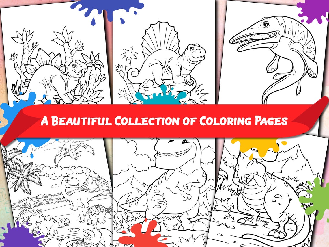 Dinosaurs: A Coloring Book With 50 Beautiful and Jurassic Coloring ...