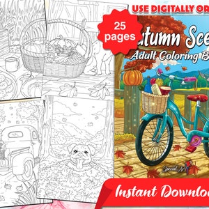 Autumn Scenes: A Coloring Book With 25 Coloring Pages of Relaxing Fall ...