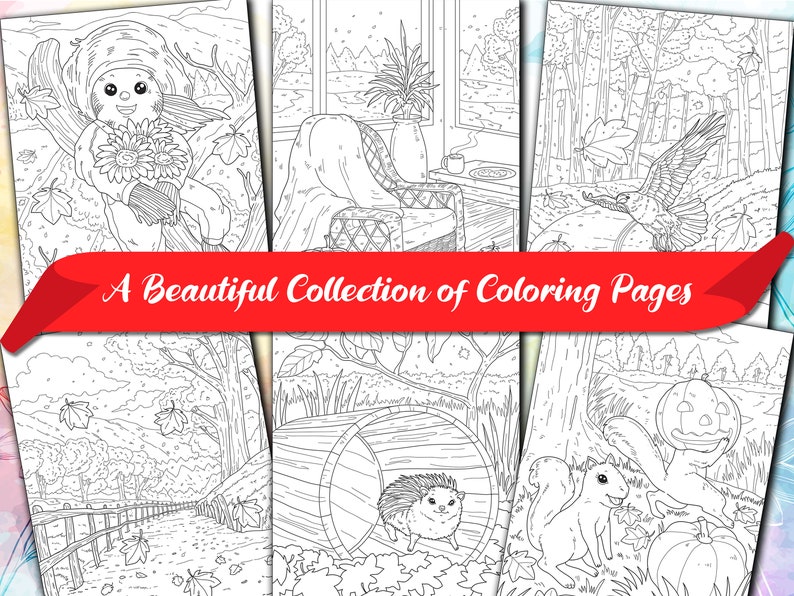 Autumn Scenes: A Coloring Book With 25 Coloring Pages of Relaxing Fall ...
