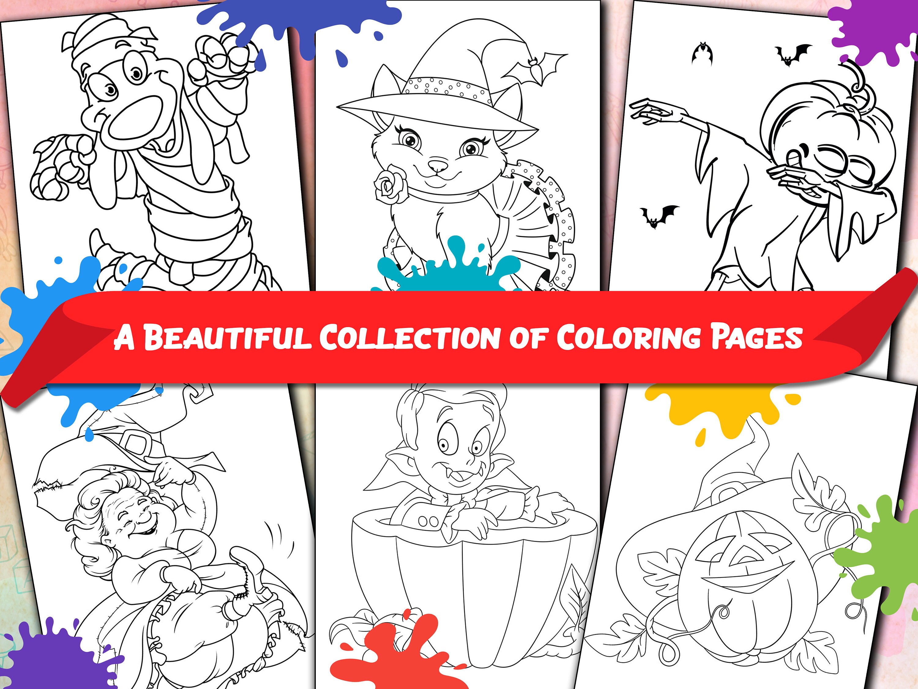 Halloween: A Coloring Book With 50 Fun and Scary Coloring - Etsy