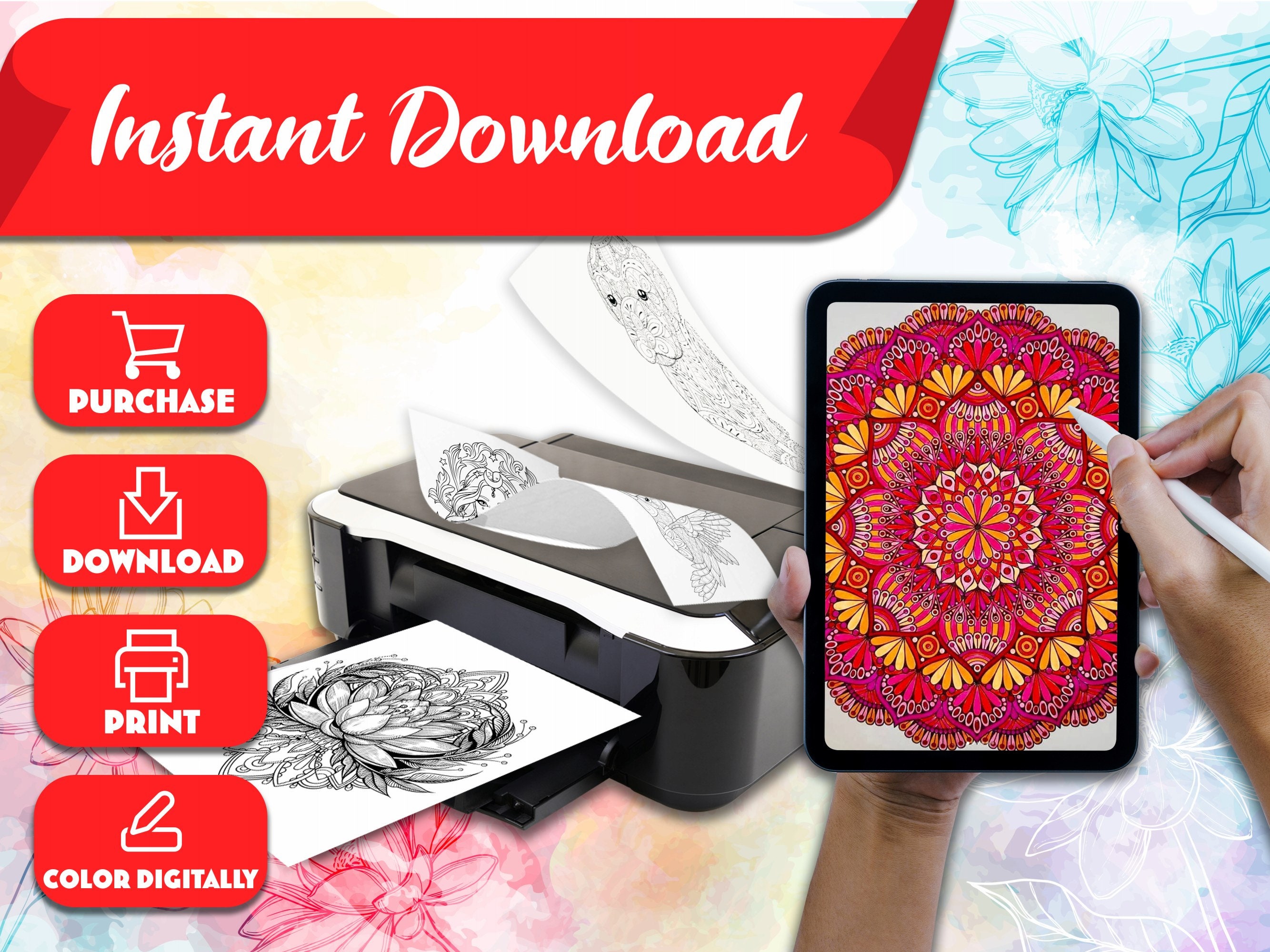 Enchanted Animals: an Adult Coloring Book With 60 Beautiful - Etsy