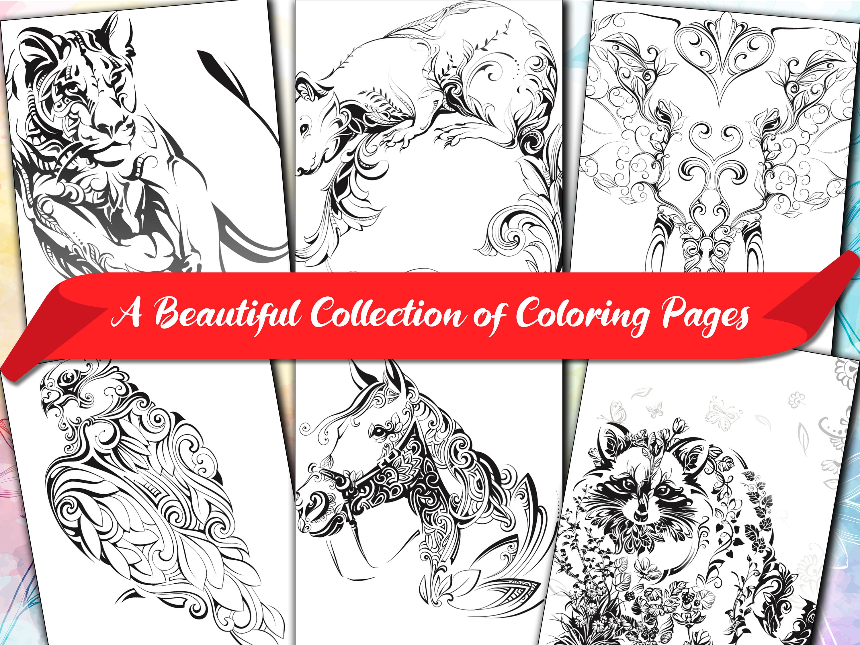Enchanted Animals: an Adult Coloring Book With 60 Beautiful - Etsy
