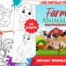 Farm Animals Coloring Book: 50 Cute Pages for Kids (printable PDF) - Etsy