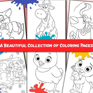 Farm Animals: A Coloring Book With 50 Beautiful and Cute Coloring Pages ...