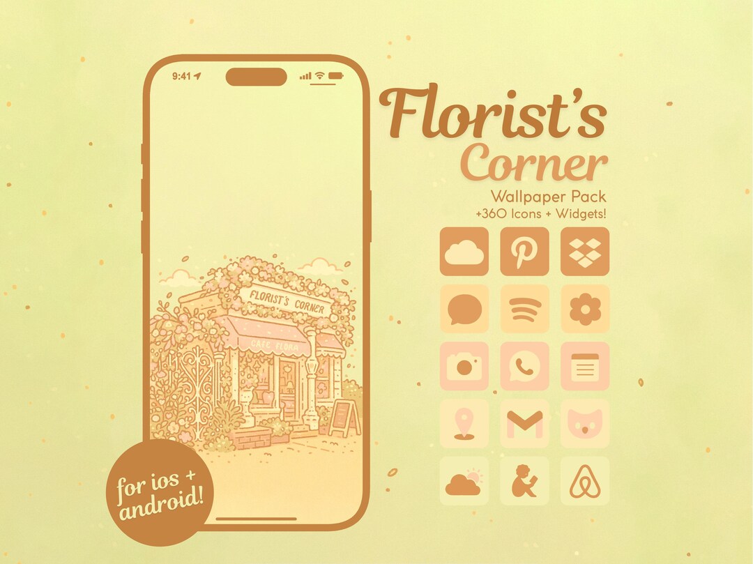 Florist's Corner Hand Drawn Wallpaper Pack | App Icons & Widgets ...