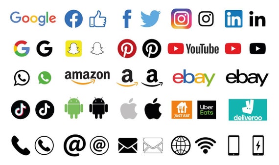 Social Media Logos and Icons vectors DIGITAL DOWNLOAD | Etsy