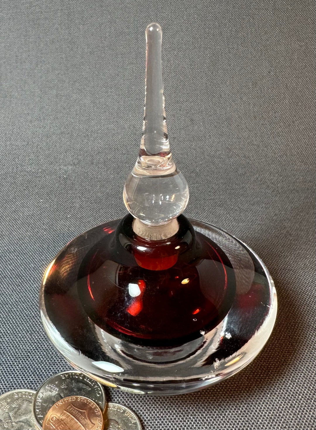 Vandermark Red & Clear Glass Perfume Bottle With Teardrop Stopper - Etsy