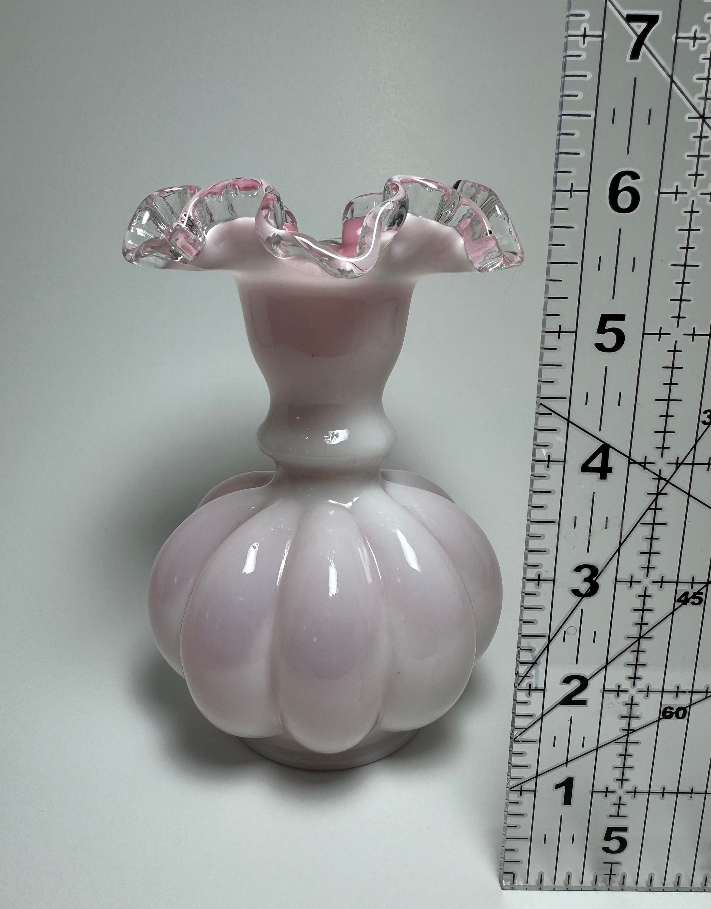 Fenton Peach Crest Ruffled Vase - Etsy