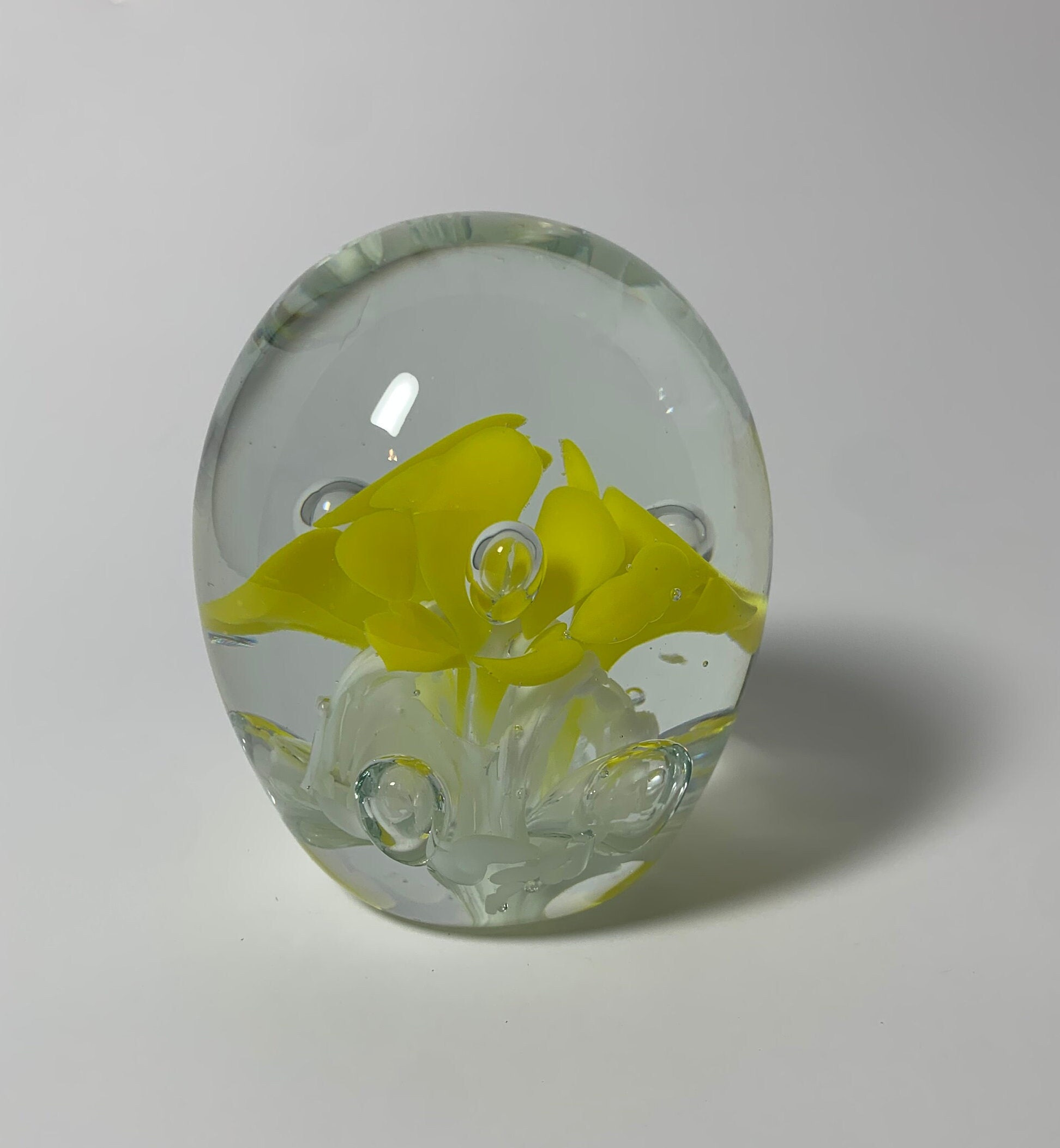 Glass Paperweight Yellow Flower - Etsy