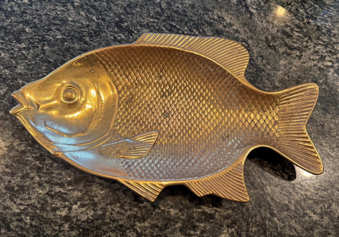 Mid-century Vintage Solid Brass Fish Tray/plate - Etsy