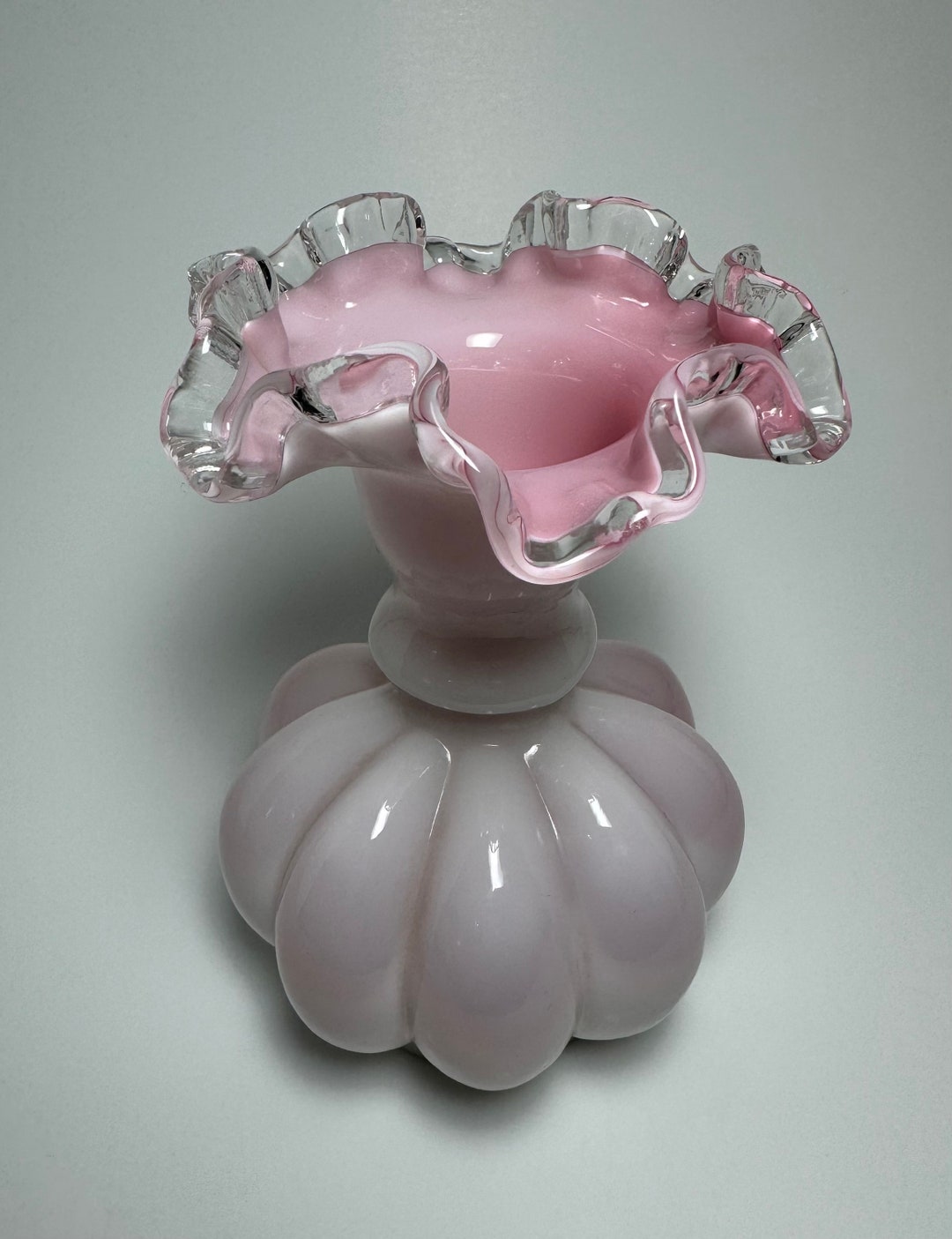 Fenton Peach Crest Ruffled Vase - Etsy