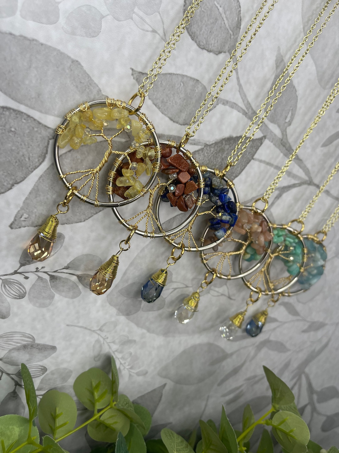Mini Natural Crystal Gemstone Chip Tree of Life - Handmade, Ornament ...