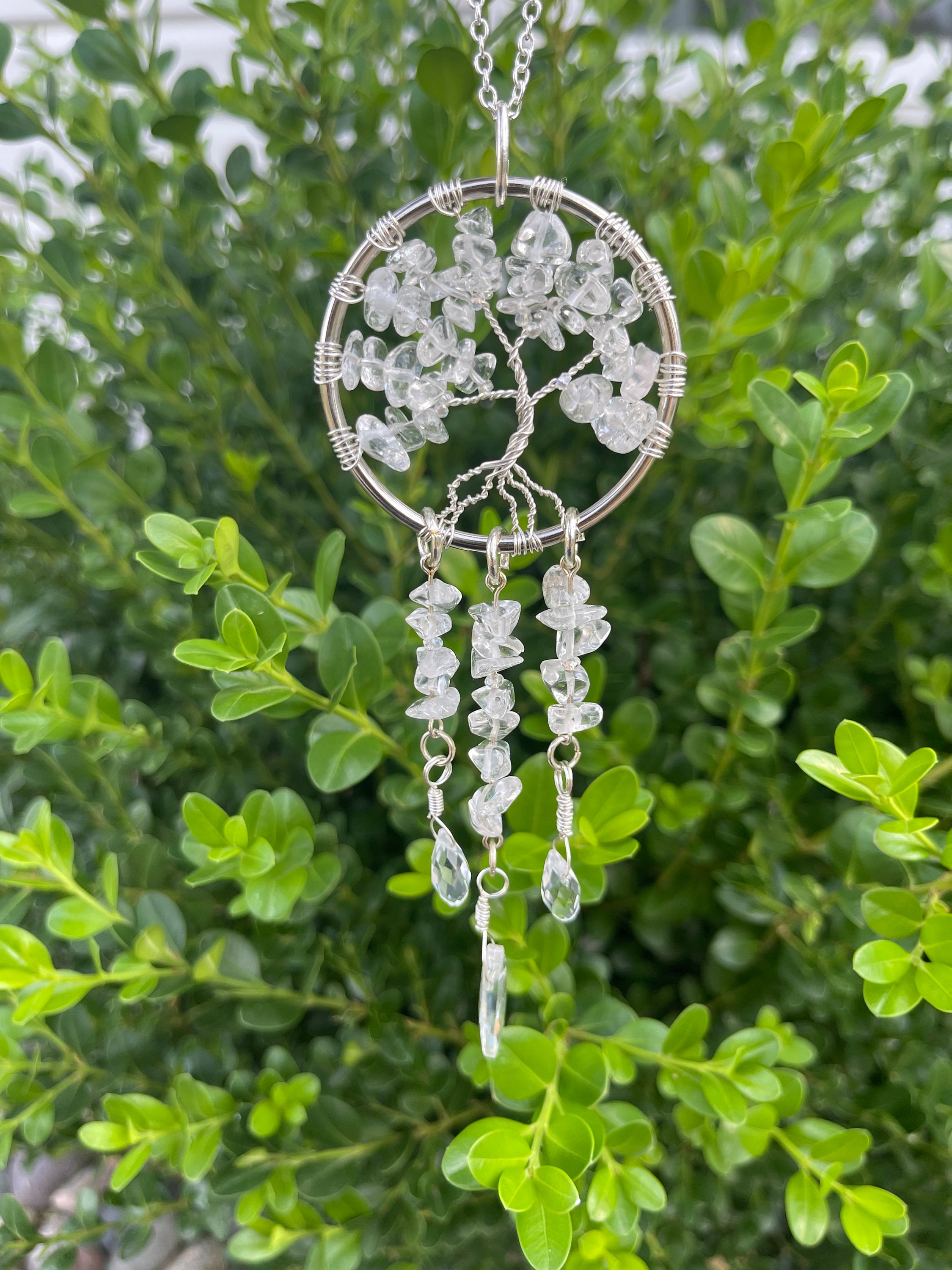 Mini Natural Crystal Gemstone Chip Tree of Life- Handmade, Ornament ...