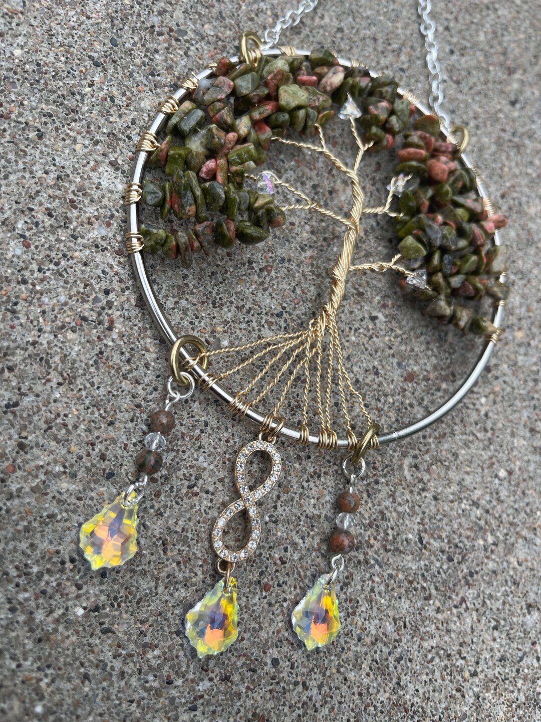 4” Ukanite Wire Wrapped Crystal Tree of Life Suncatcher - Handmade ...