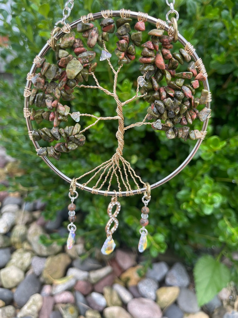 4” Ukanite Wire Wrapped Crystal Tree of Life Suncatcher - Handmade ...