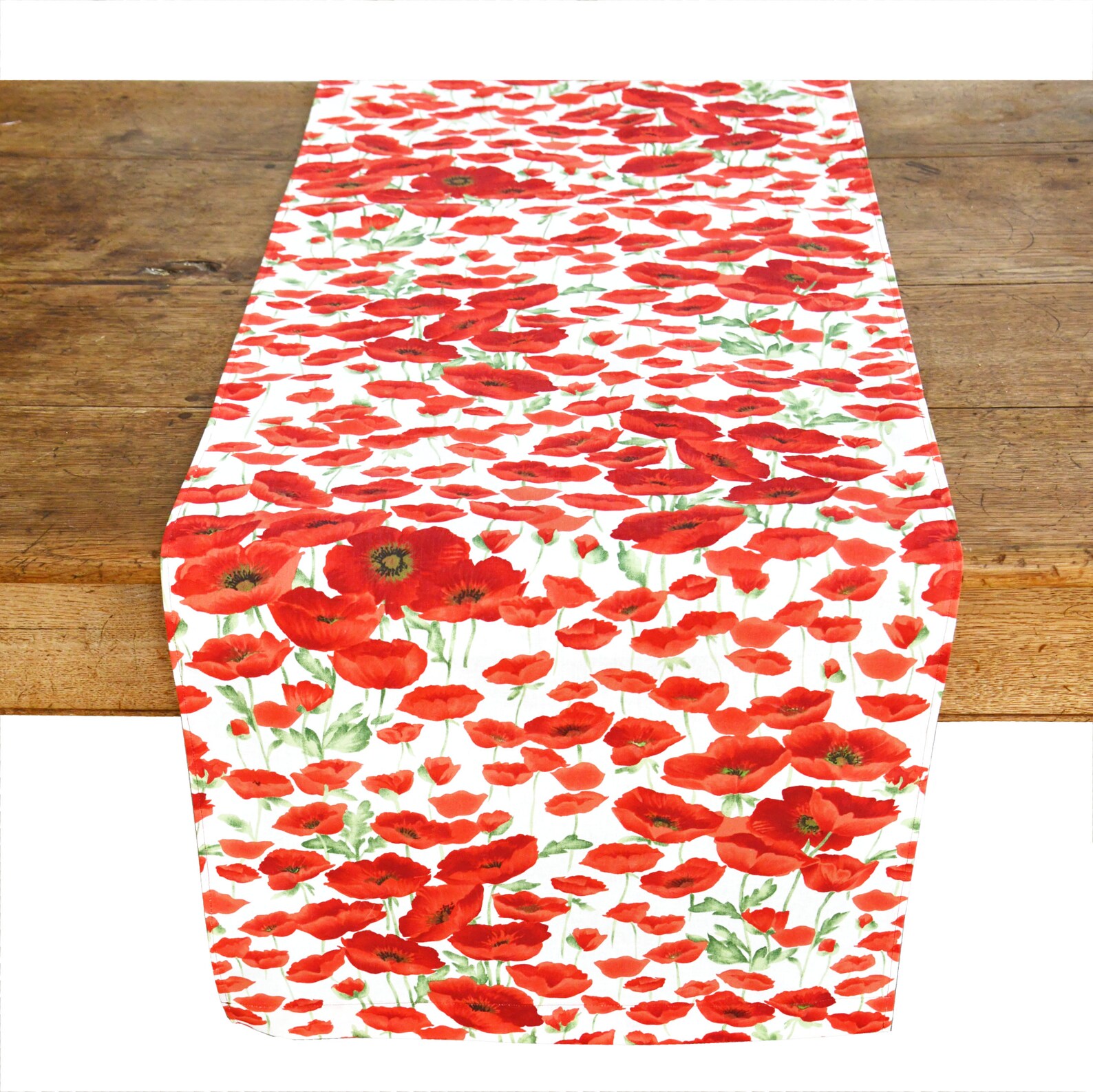 Beautiful Table Runner With Poppy Print on Fine Cotton, 100% Cotton ...