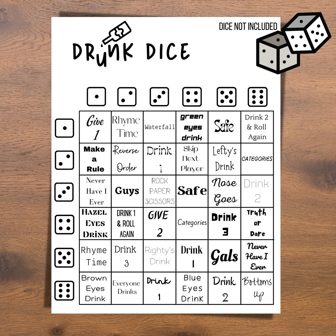Drunk Dice Drinking Game Great For Pre games Parties Bachelorette