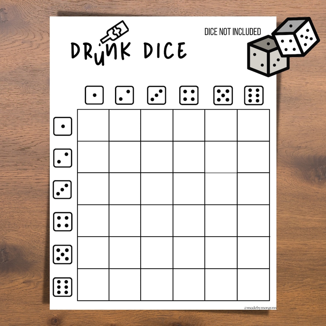 Blank Drunk Dice Drinking Game Great for Pre-games, Parties ...