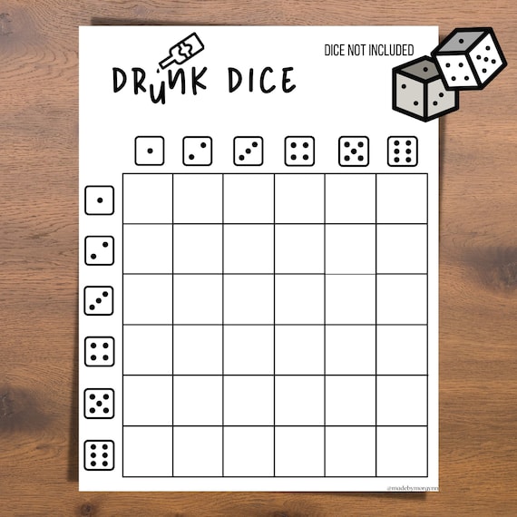 Blank Drunk Dice Drinking Game Great for Pre-games Parties | Etsy