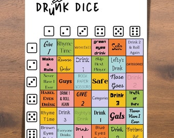Drunk Dice Drinking Game Great for Pre-games, Parties, Bachelorette ...