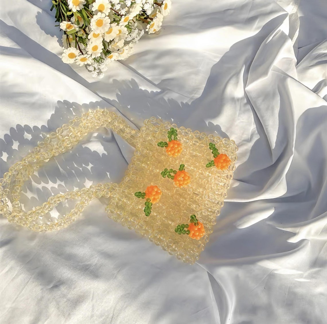 Cute Beaded Bag | Summer Juice Shoulder Bag | Clear Orange Beads | Gift ...