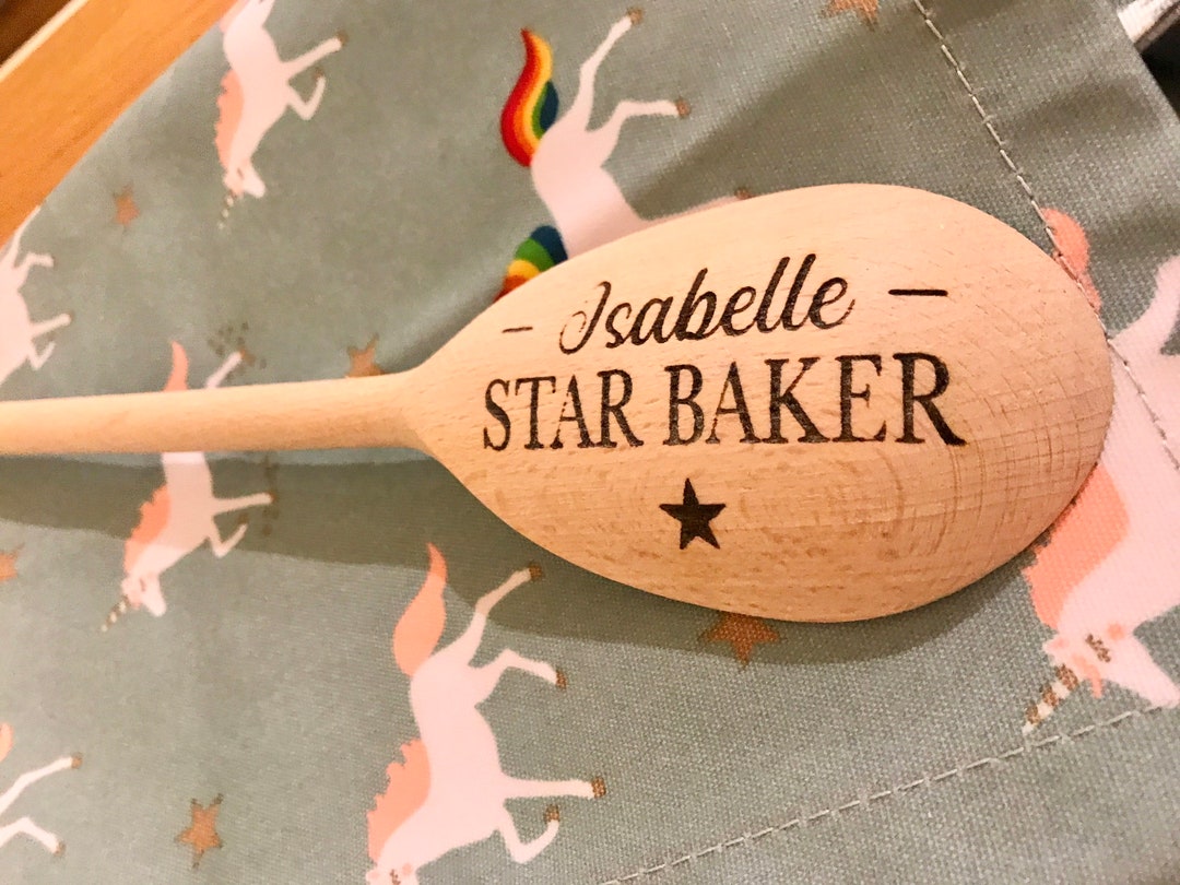 Personalised Engraved Premium Wooden Spoon 30cm Bake Gift Star Baker ...
