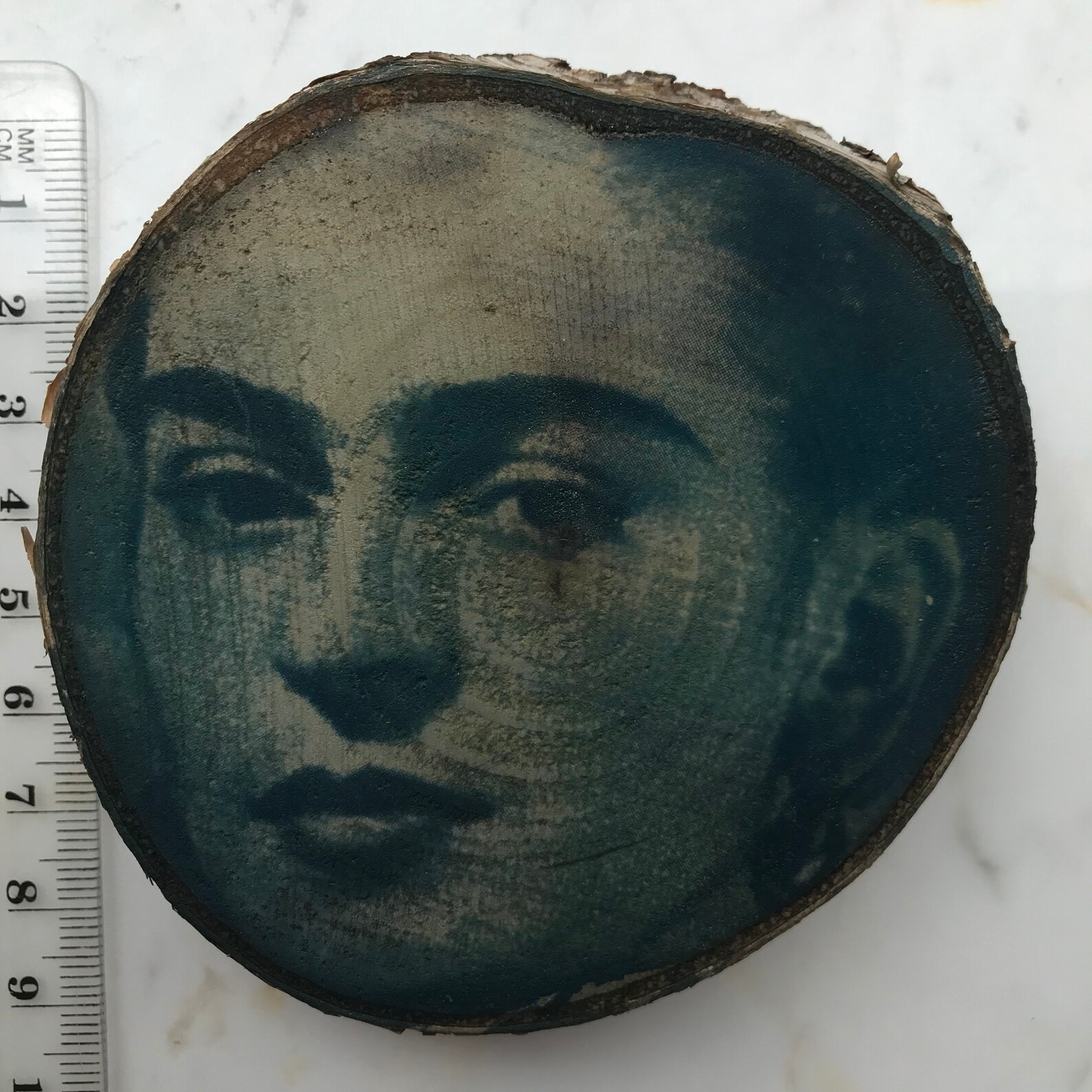 Cyanotype wood birch tree disc | Etsy