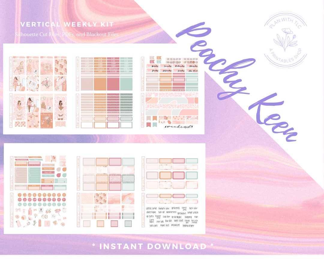 Peachy Keen Printable Weekly Planner Sticker Kit Vertical - Etsy