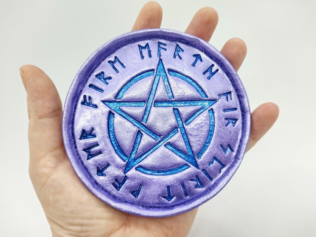 Purple Pentagram Trinket Dish With Runes and Five Elements - Etsy