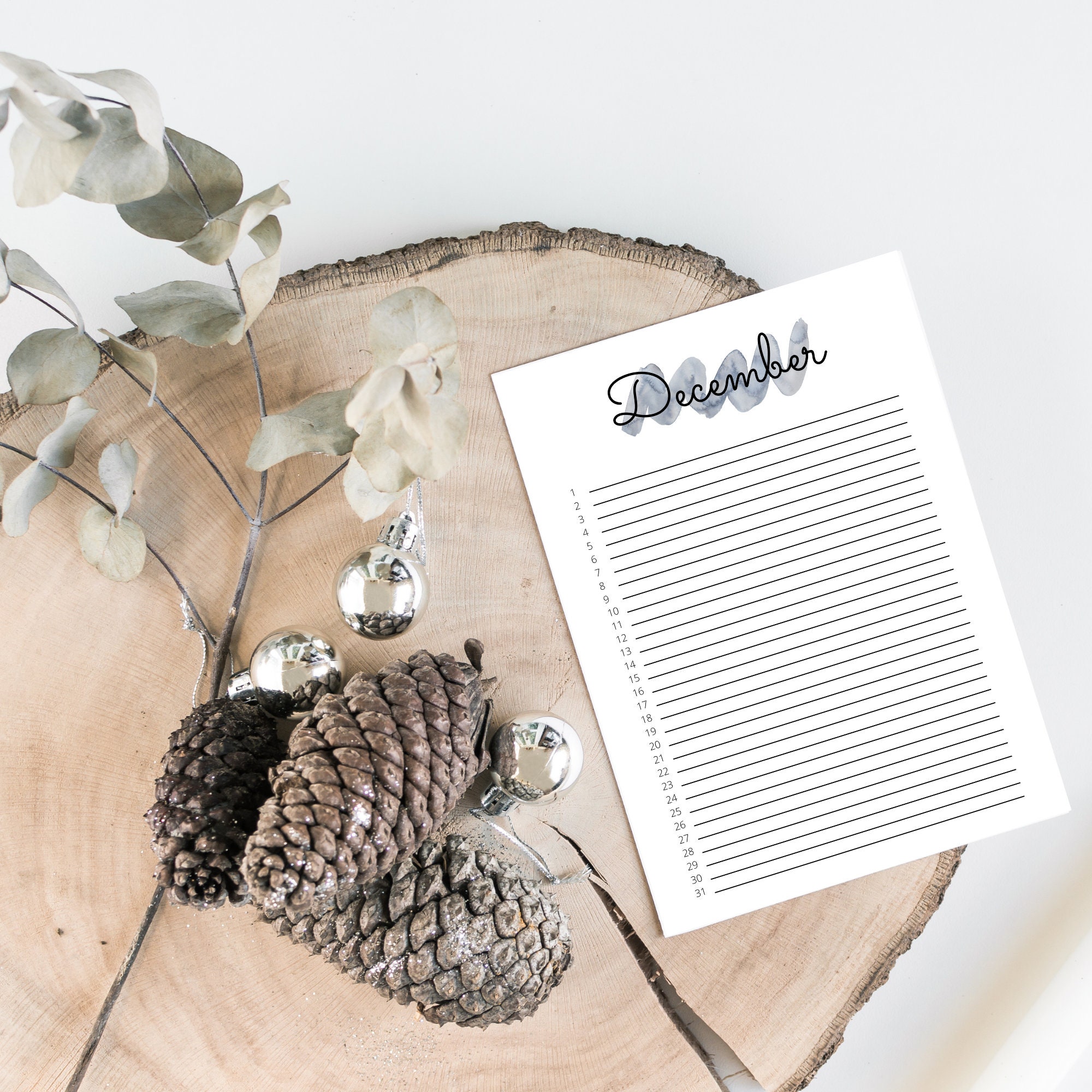 12 Month Watercolour Perpetual Birthday Monthly Calendar 8.5 X 11 Print ...