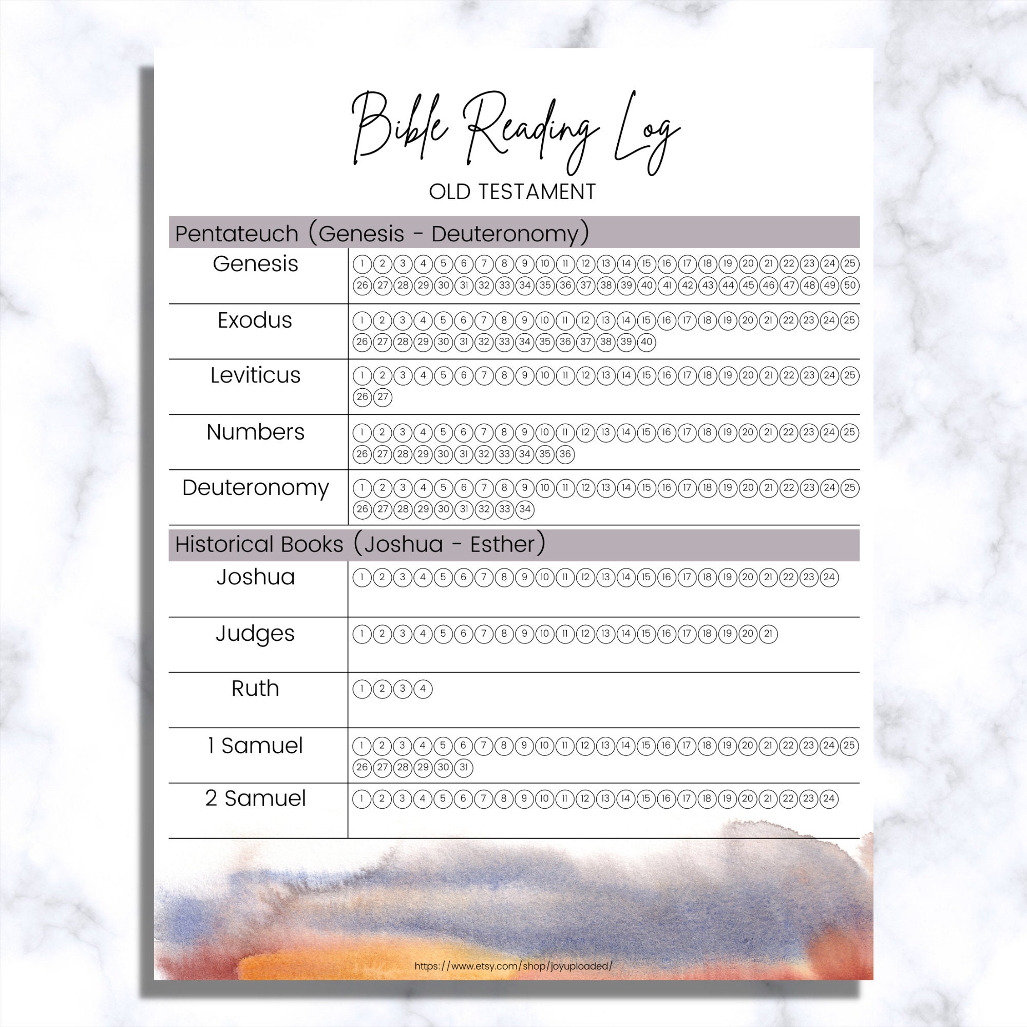 Bible Reading Log Printable 8.5x11 Printable Bible Reading Tracker - Etsy