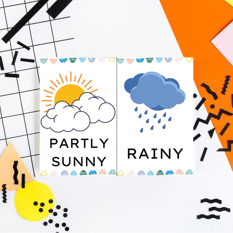 Preschool Weather Printable Flash Cards Digital Printables for Kids ...